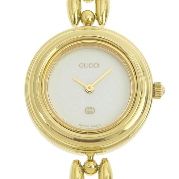Gucci | Accessories | Gucci Gucci Change Bezel Watch Breath 112 Gold ...